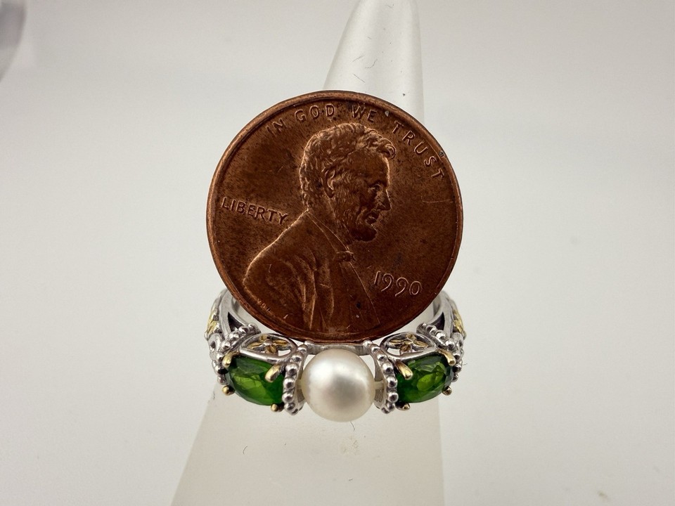 MICHAEL VALITUTTI NH 925 STERLING SILVER PEARL & CHROME DIOPSIDE SZ 9 ...
