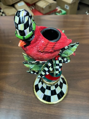 Brand New Mackenzie Childs RED CAP CARDINAL CANDLE HOLDER SHORT | eBay