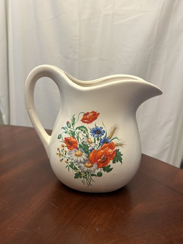 McCoy creamer/pitcher floral design pottery red floral Vintage | eBay