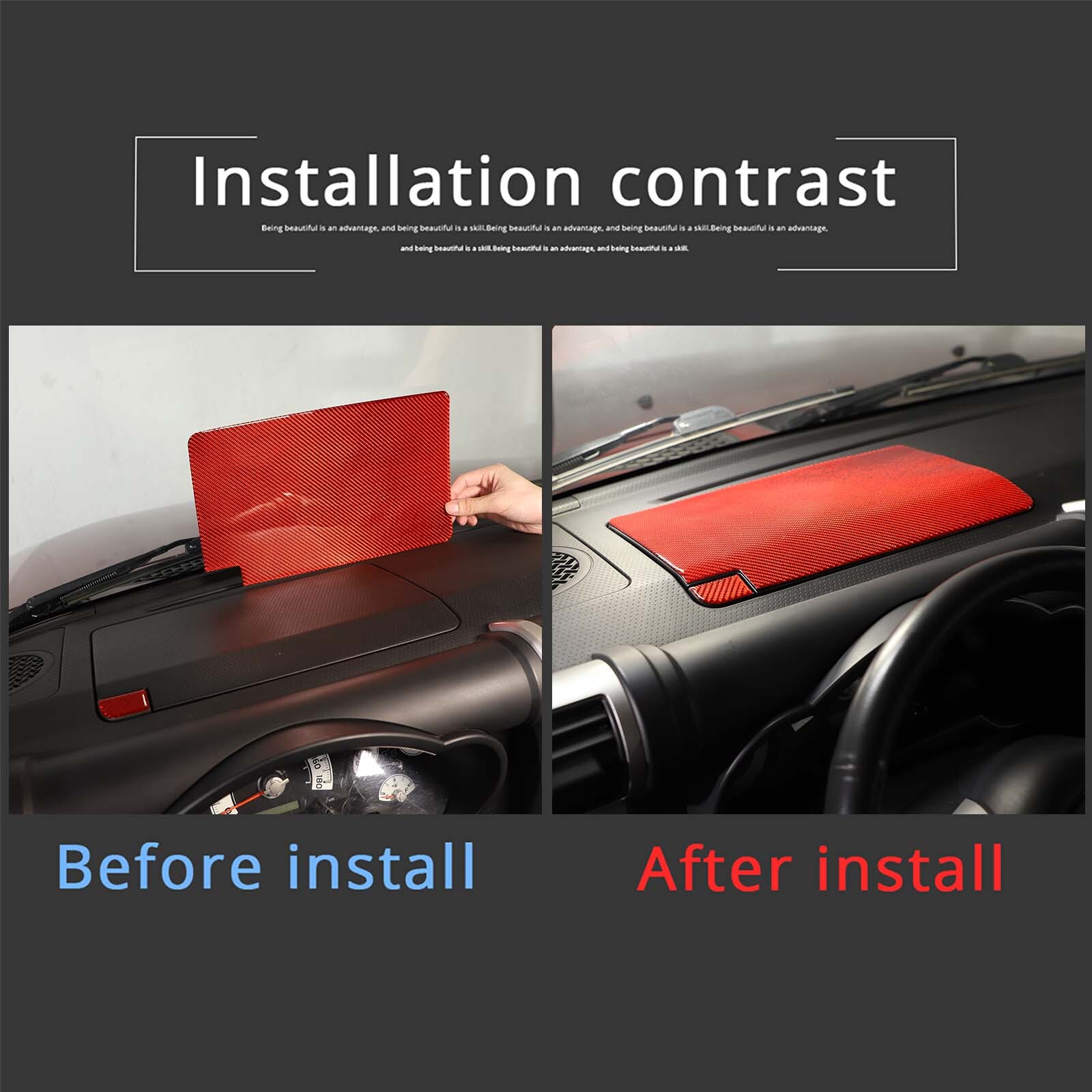 Red Carbon Car Dashboard Storage Box Panel Trim Kit For Toyota FJ ...