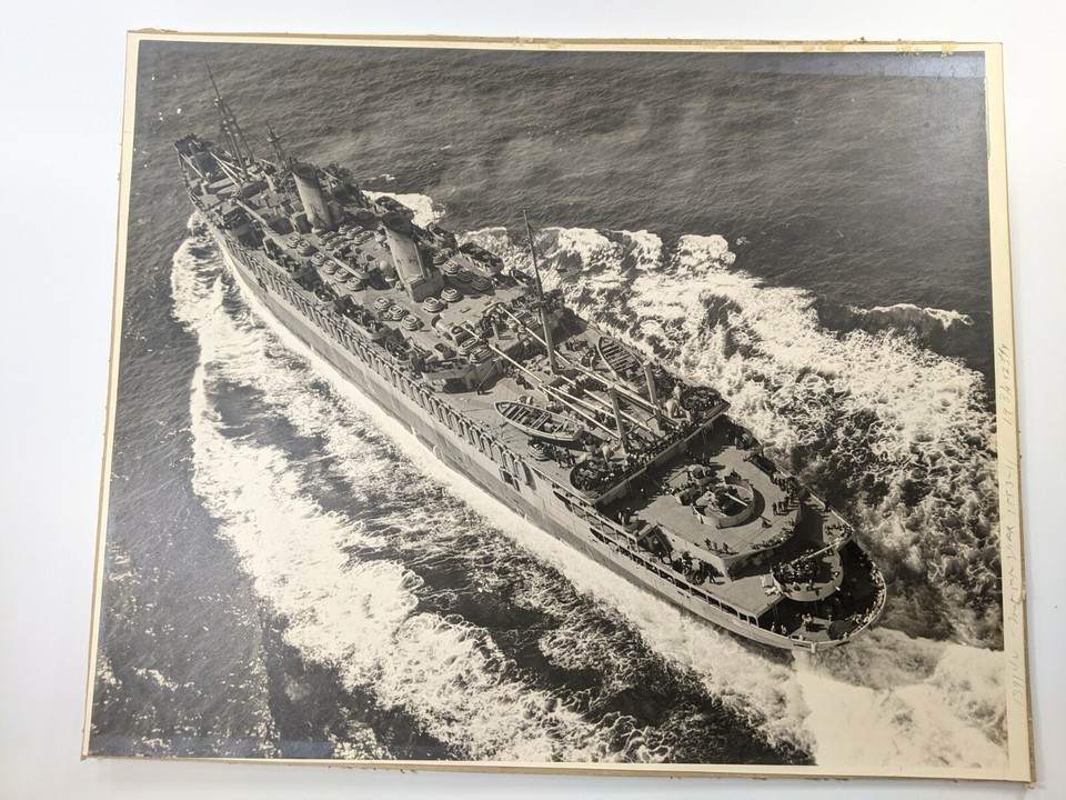 Large Vintage WWII Black + White Photo USS Wakefield Type Transport ...