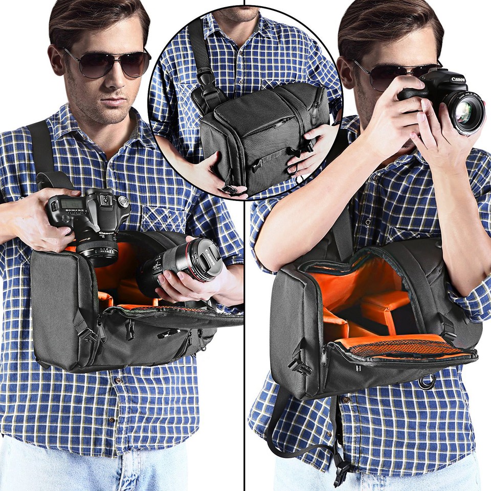 Neewer Pro Camera Case Sling Backpack Bag for Nikon Canon Sony Orange ...