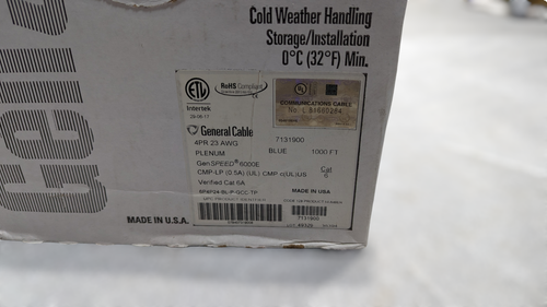 General Cable GenSPEED 6000E 23/4P Cat6 Network Cable CMP-LP Plenum ...