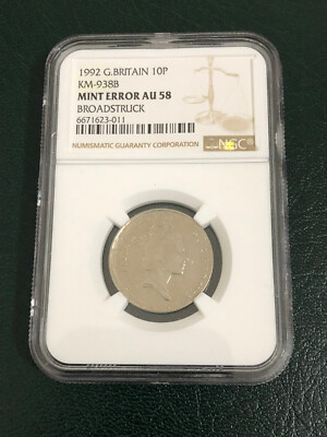 1992 10p Ten Pence Coin, Mint Error, BROADSTRUCK - ROYAL MINT ERROR ...