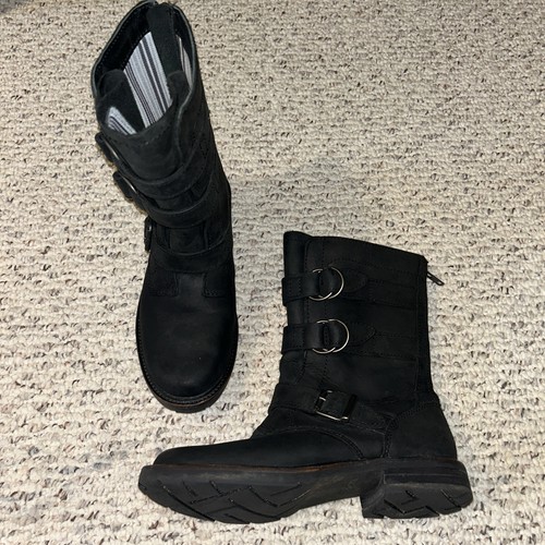 L.L. Bean Old Port Mid Calf Boots Womens 6.5 Black Zip Back Straps ...