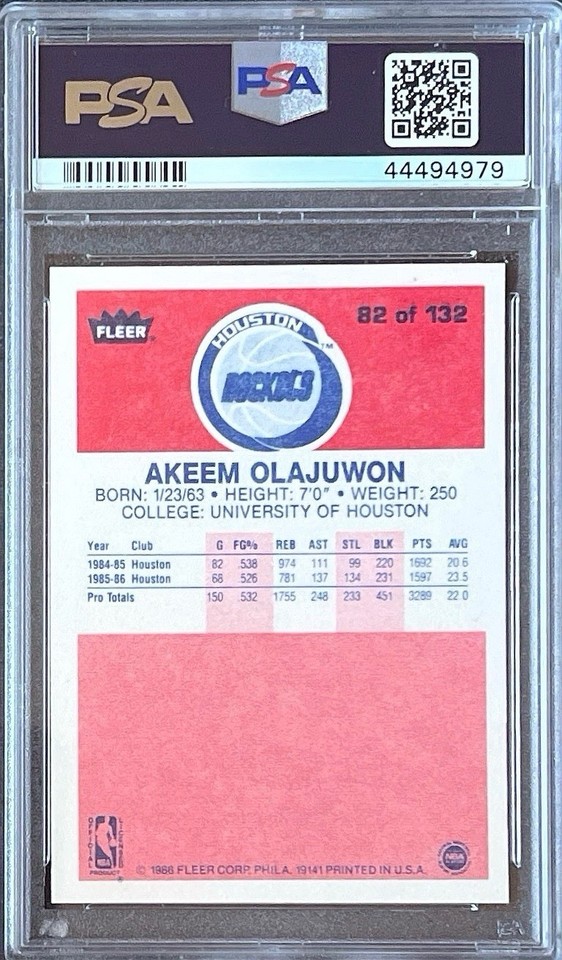 1986 Fleer Basketball- #82 Akeem Olajuwon - PSA 10 | eBay