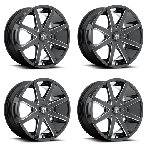 Set 4 DUB S109 Push 22x9.5 6x5.5 Gloss Black Milled Wheels 22" 20mm For ...
