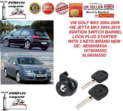 FOR VW GOLF JETTA IGNITION SWITCH BARREL LOCK CYLINDER PLUG STARTER ...