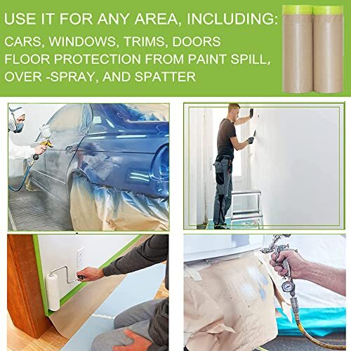 Paint Masking Paper with Adhesive, 18 inch x 50 feet Tape & Drape ...