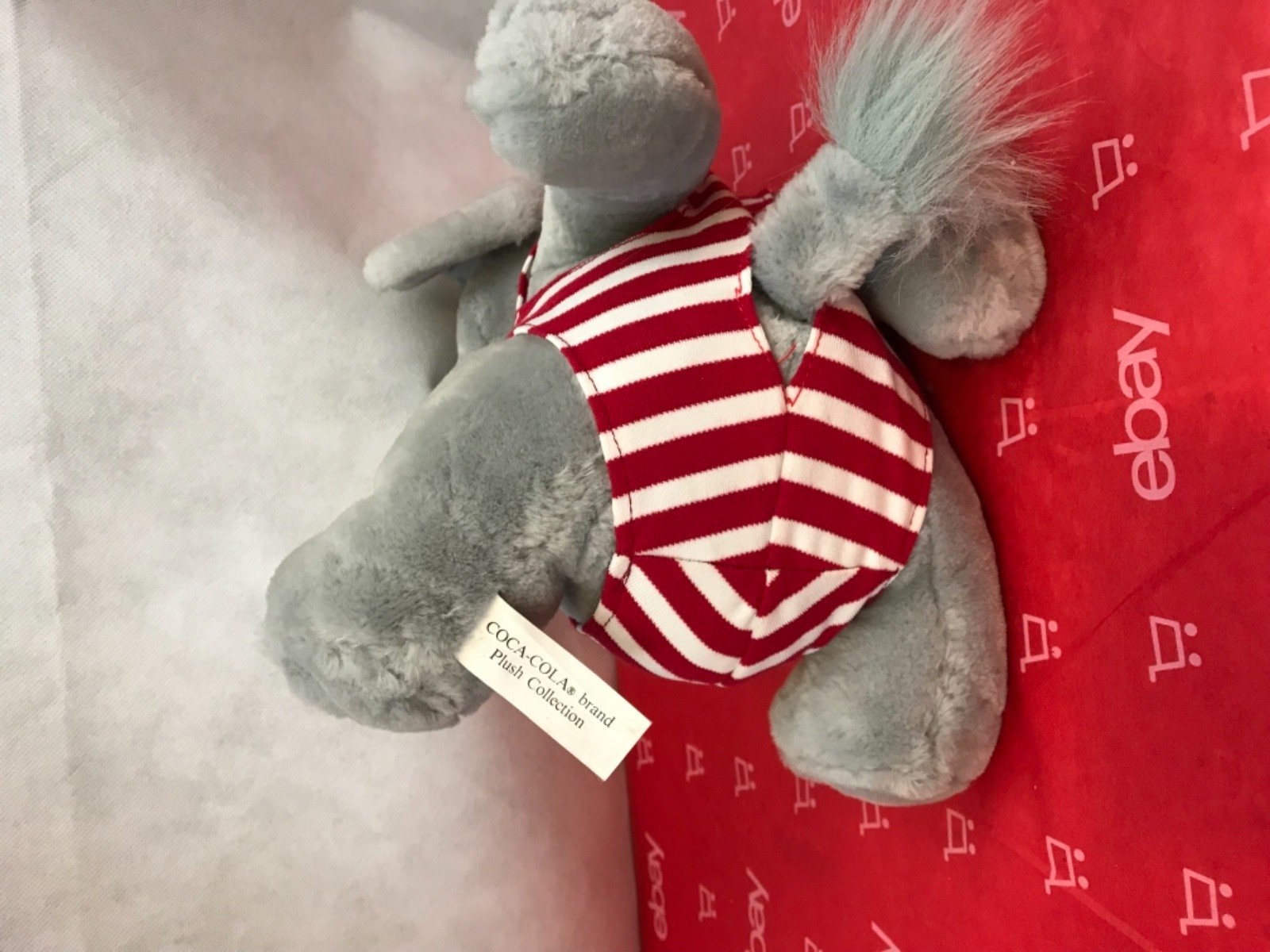 1993 Coca Cola Plush Collection Elephant Wearing Red White Striped ...
