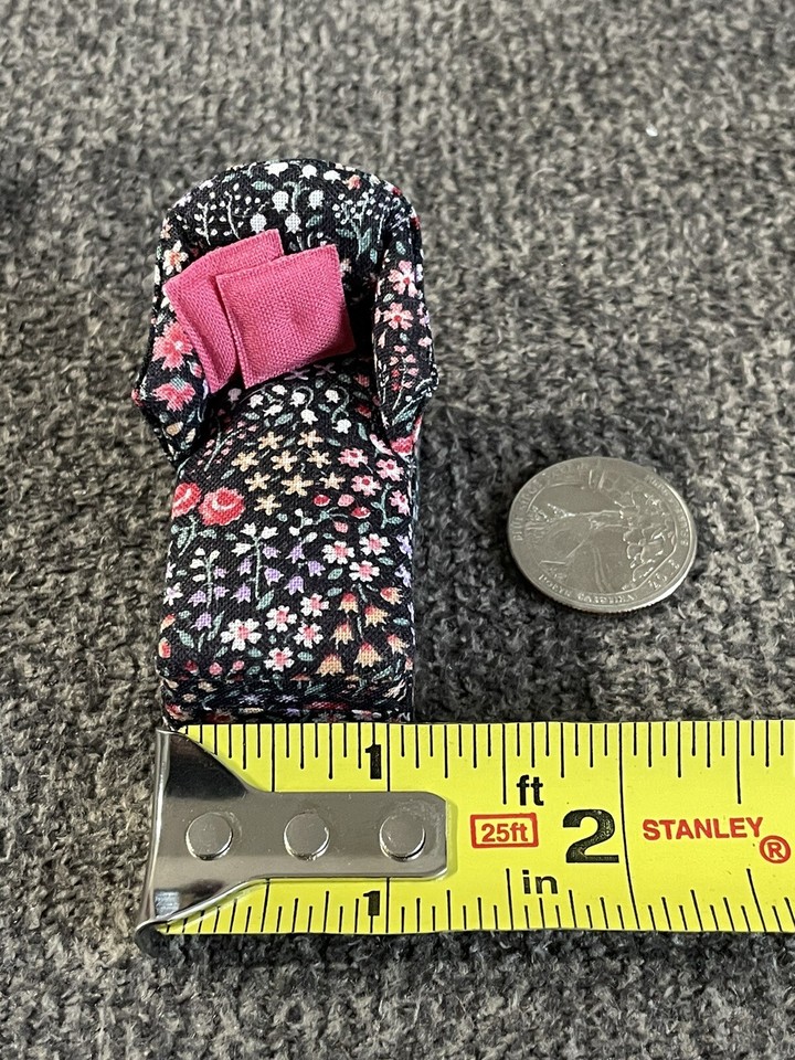 Vintage Floral Chaise Lounge Chair w/Table - d. Anne Ruff - Dollhouse ...