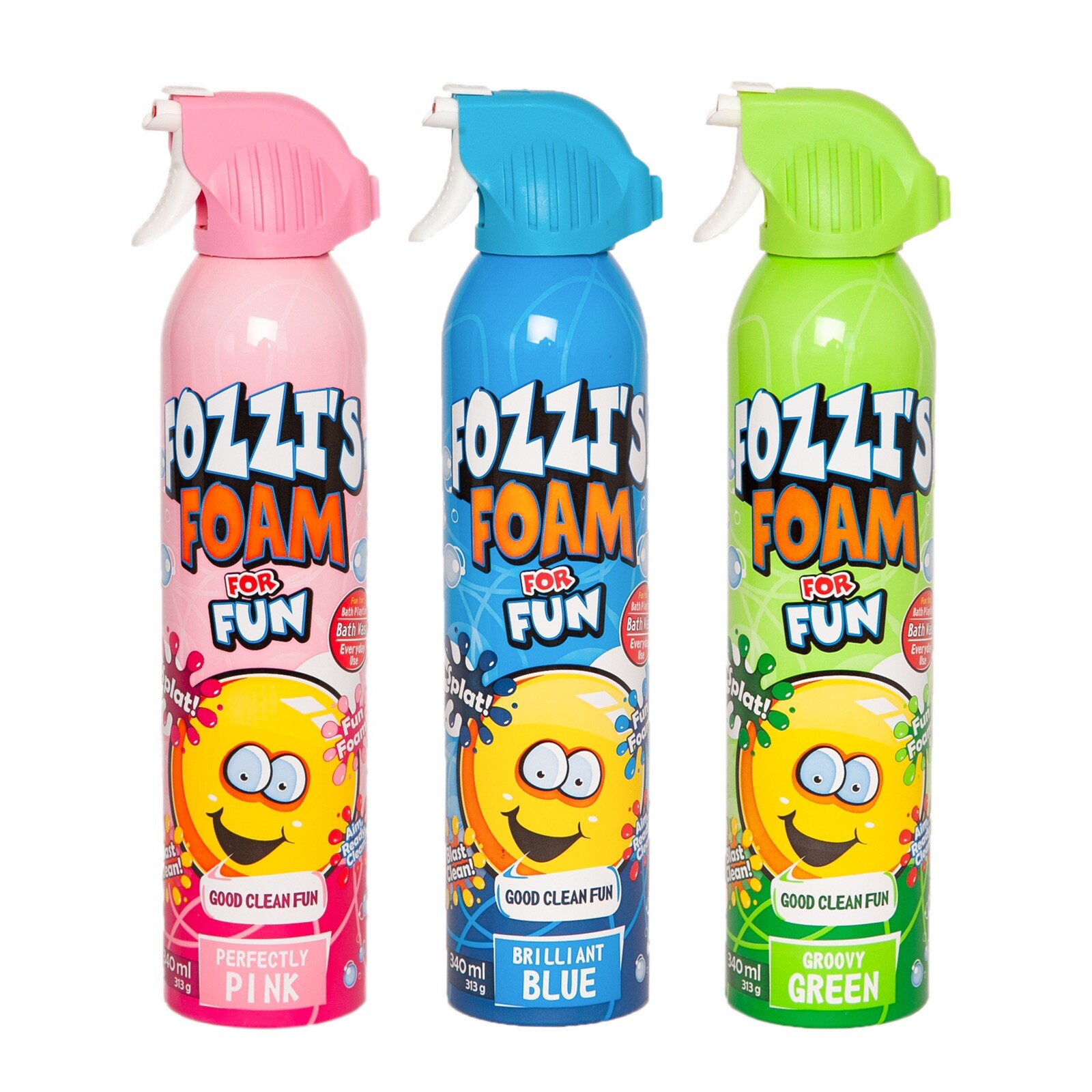Fozzi's Foam Bath Time Fun Pack of 3 x 11.04oz (340ml) Cans Pink/Blue ...