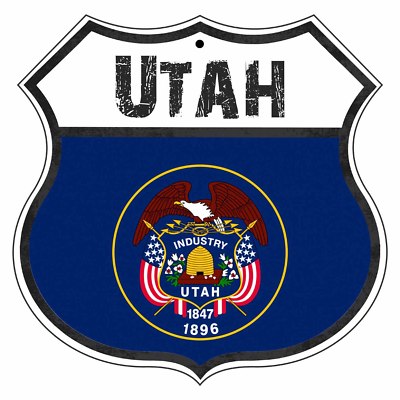 Utah Us State Country Flag Novelty Highway Shield Man Cave Aluminum ...