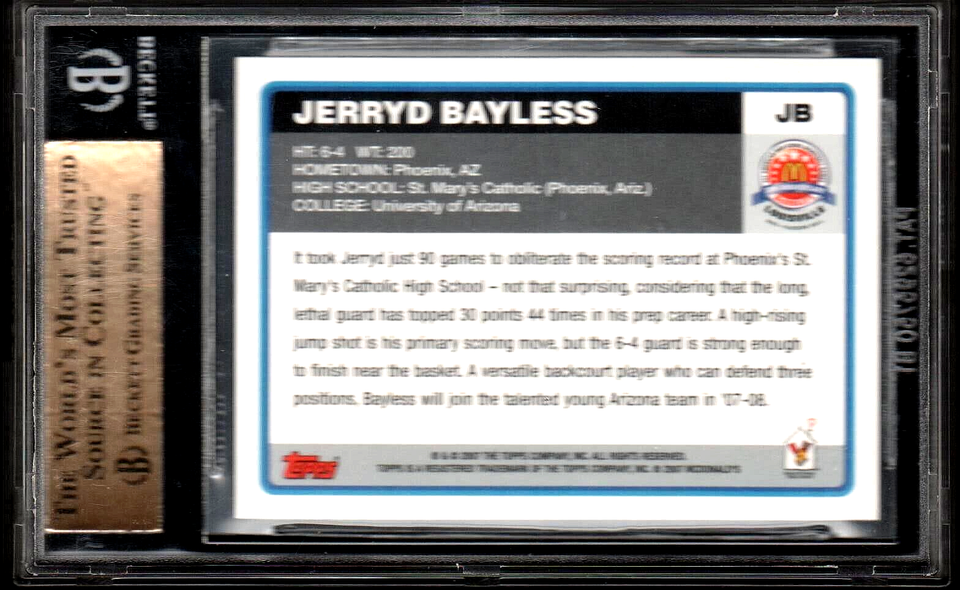 2007 Topps McDonalds All-American Exclusive Player Set RC Jerryd Bayless BGS 9.5 | eBay