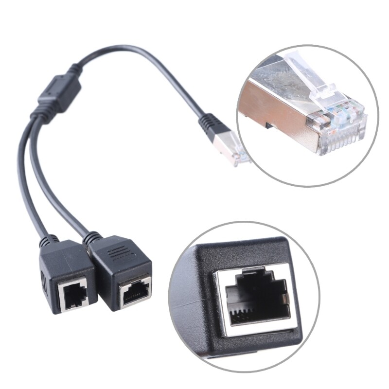RJ45 LAN Ethernet Y Splitter Adapter Cable Ethernet Port Sharing for ...