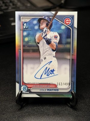 Cole Mathis Auto 1st Bowman 2024 Bowman Draft Chrome /499 RC Cubs #CPA ...