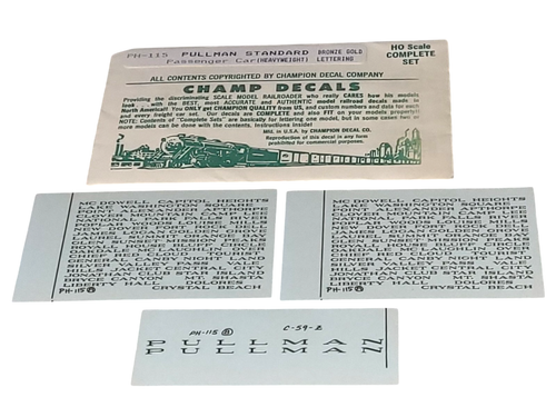 Champ Decals PH-115 Pullman Standard (Bronze Gold) Passenger Car - HO ...