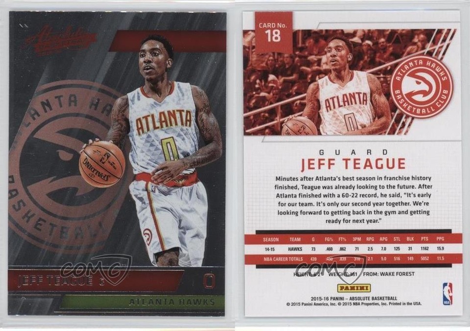 2015-16 Panini Absolute Jeff Teague #18 0o9 | eBay