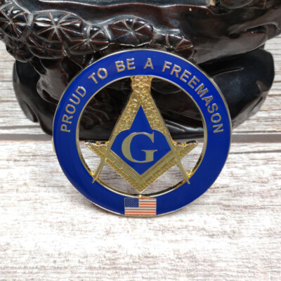 Masonic Auto Car Badge Emblems Mason PROUD TO BE A FREEMASON USA Flag ...