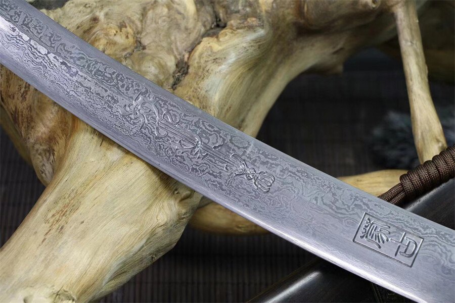 Rare Mongolia Saber Broadsword Sword Damascus Steel Blade Ebony ...