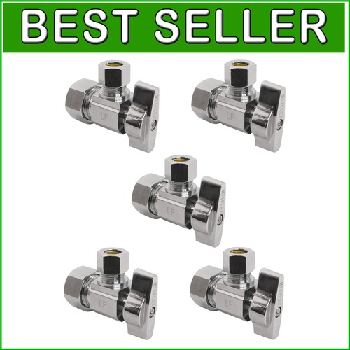 Durable 1/4 Turn Heavy Duty Chrome Shut Off Valve - 5 Pack for Plumbing ...