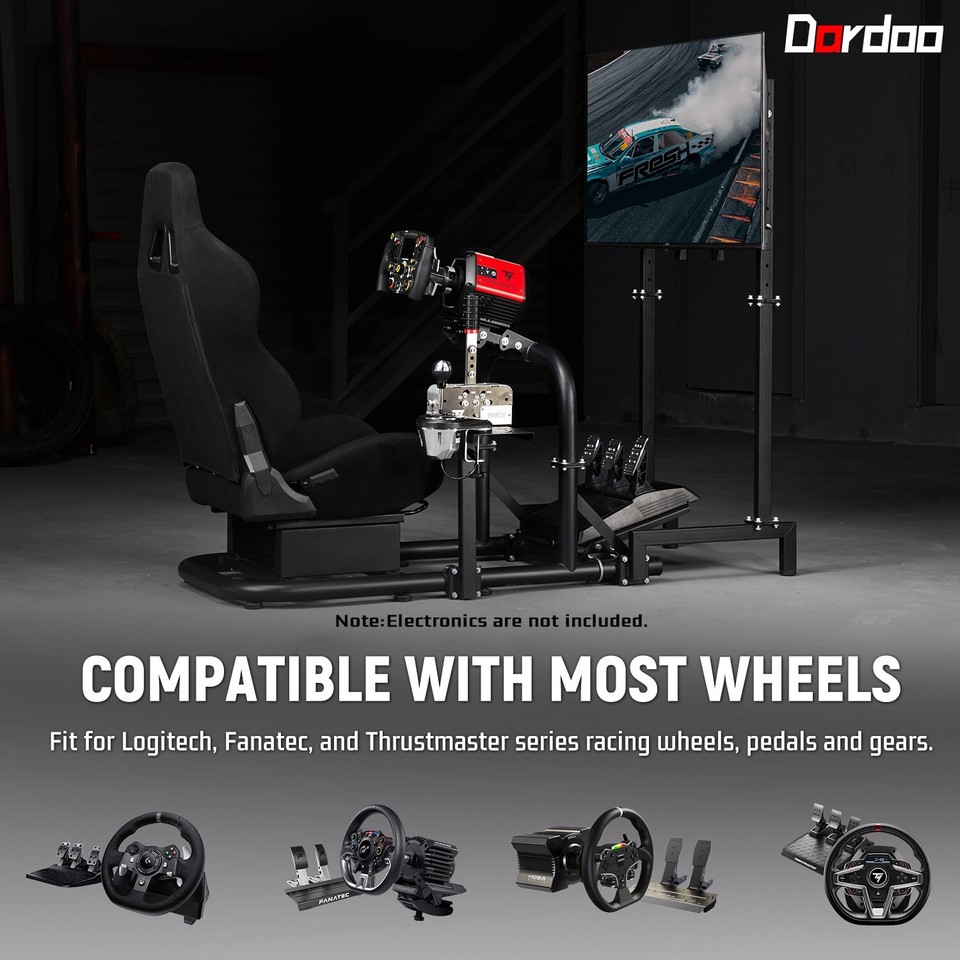 Dardoo Racing Sim Cockpit with Monitor Stand Seat Fit Logitech G29 G920 ...