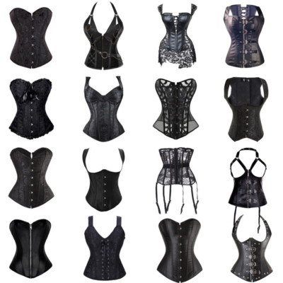 US Plus size women corset bustier top lace up waist training Cincher ...
