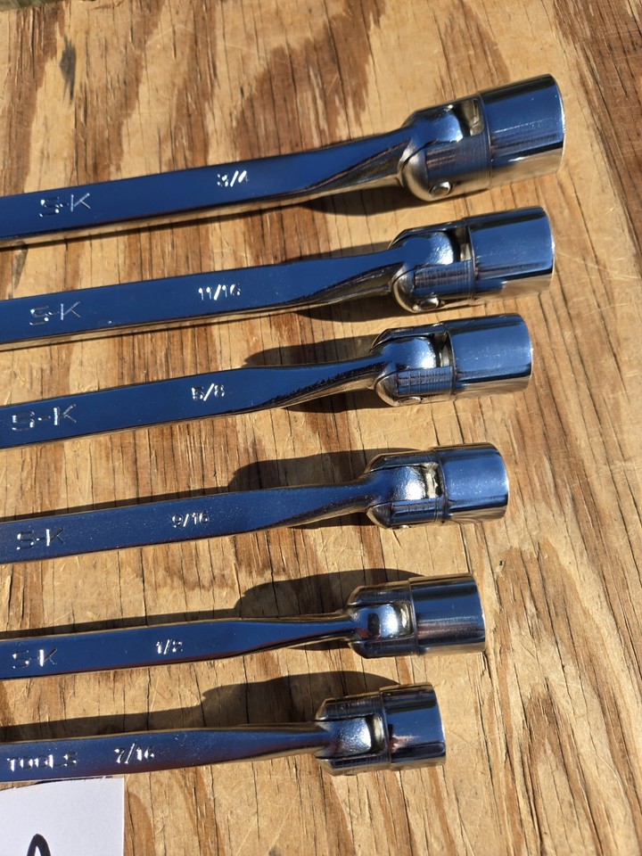 NOS Vntg S-K 6pc SAE 7/16-3/4” Flex End Saltus Wrench Set 12pt SK USA ...