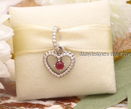 NEW Pandora Birthstone Beaded Heart January Dark Red Charm 798854C08 ...