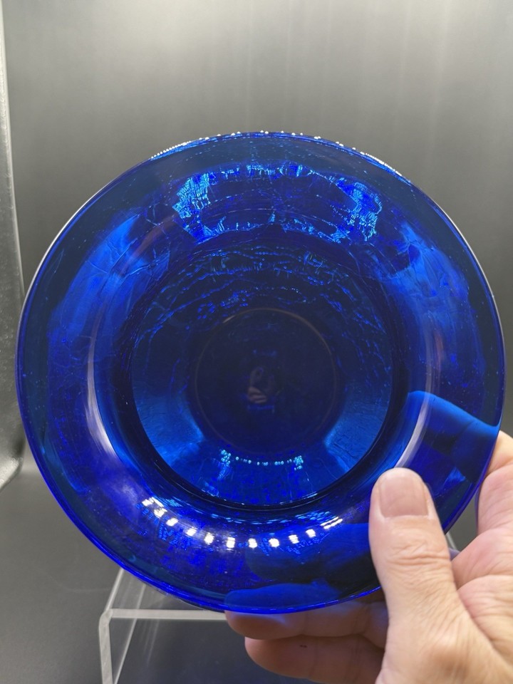 Blenko Glass Crackle Cobalt Modified 9726 Etched #3 And Signed. | eBay