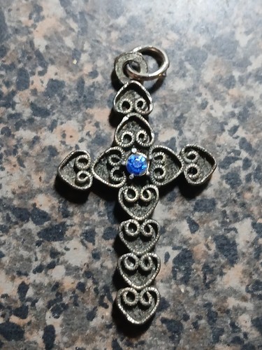 Blue Center Stone Cross Medal | eBay