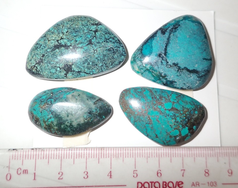 Turquoise Stone Flat Free Form Cabochon 204.5 Carat 4 pieces 40.9 gram ...