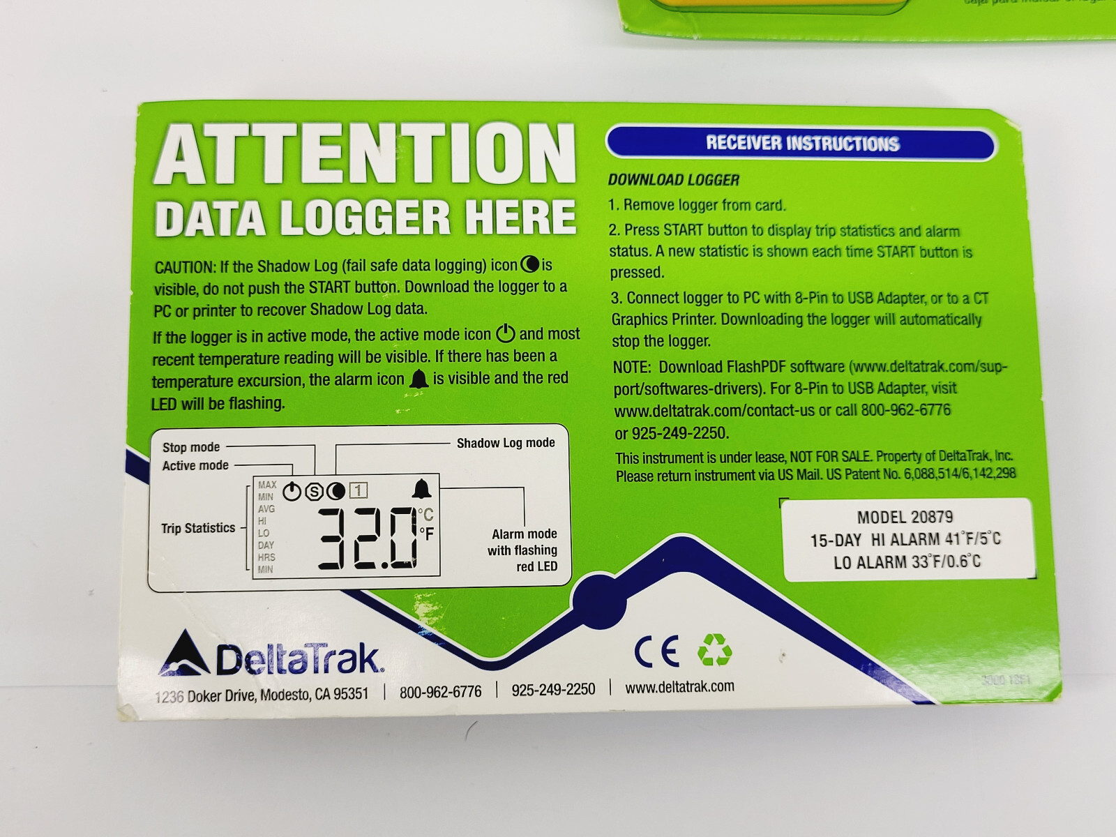 (7) DeltaTrak FlashLink VU In-Transit Logger (20879) w/ (1) FlashLink ...