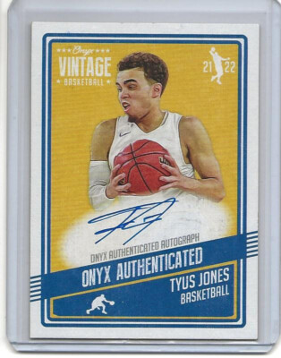TYUS JONES 2021 ONYX VINTAGE ON CARD AUTO SIGNED CARD BLUE /50 ...