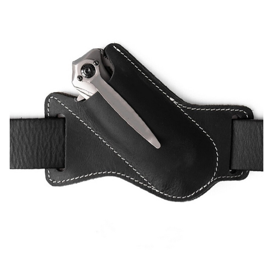 Saddle Belt Sheath for folding Pocket Knife Slots Opening Trapper Brown ...