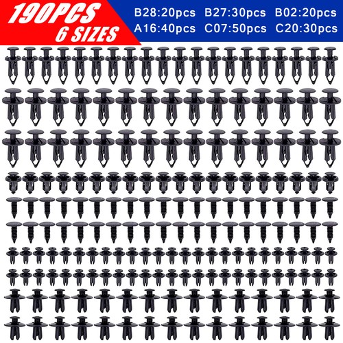 190x Car Plastic Push Pin Rivet Trim Clips Panel Interior Fasteners ...