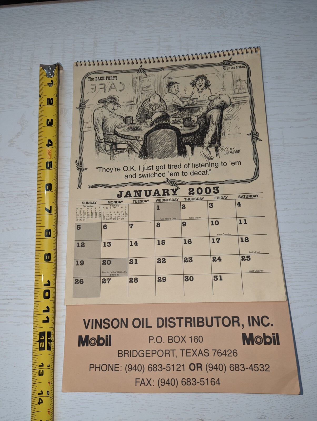 2003 Vintage Mobil Vinson Oil The Back Forty Calendar 12 Months - Lex ...