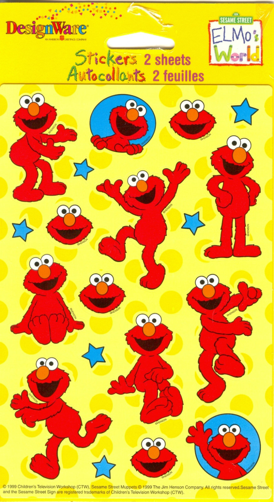 Elmo's World stickers with blue stars. 38 stickers on yellow sheets. | eBay