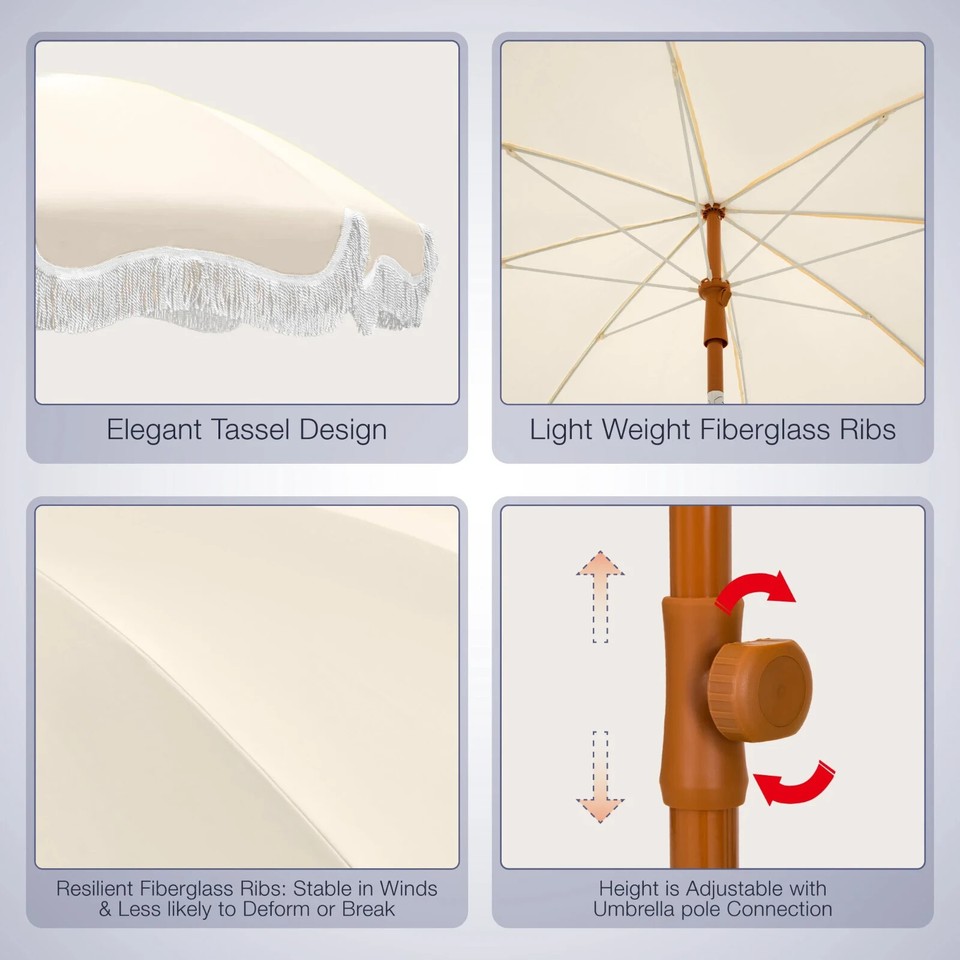 Beach Umbrella Patio Umbrellas Fringe Portable Outdoor Umbrella Sand ...