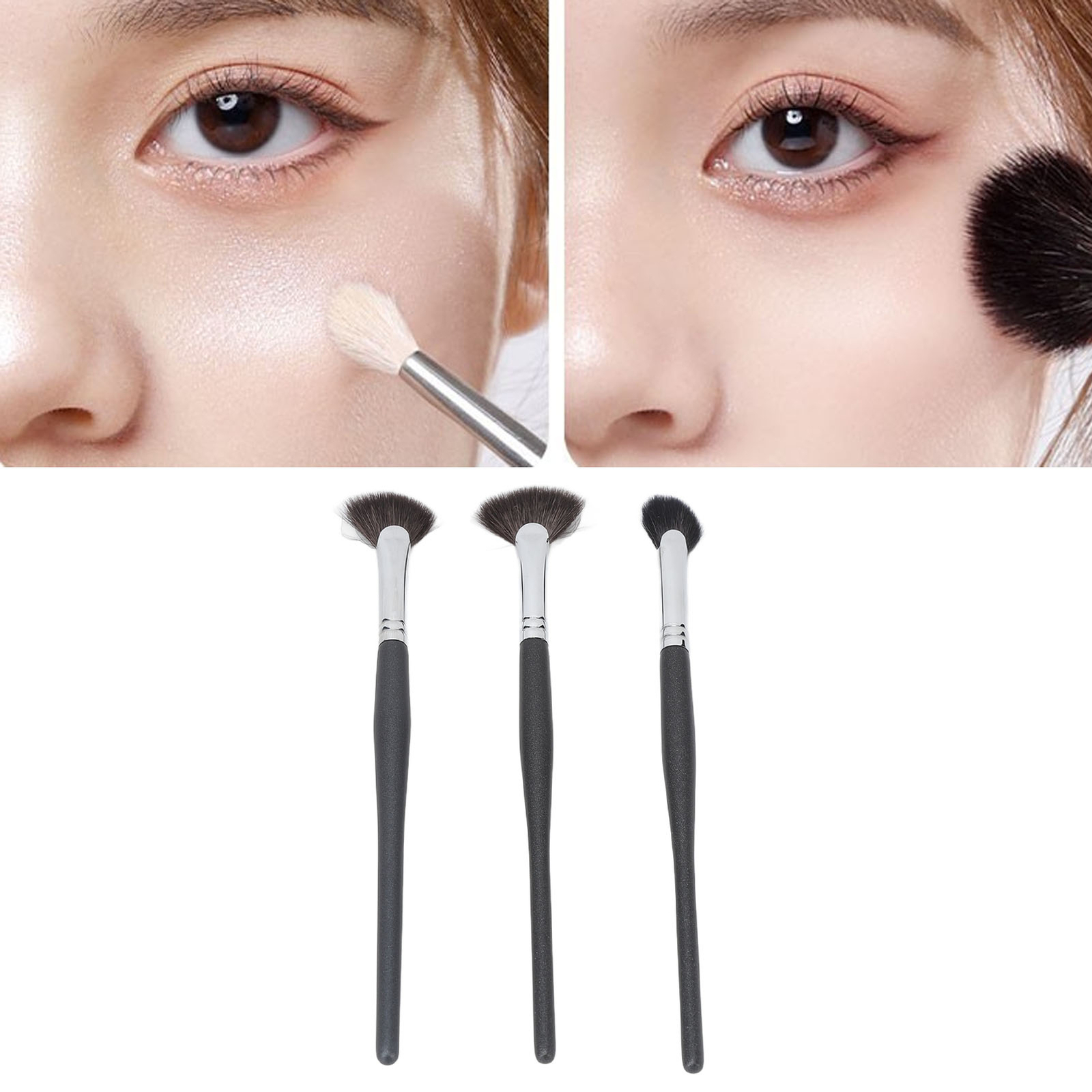 3Pcs Highlighter Brush Soft Hair Fan Shaped Facial Details Shadow ...