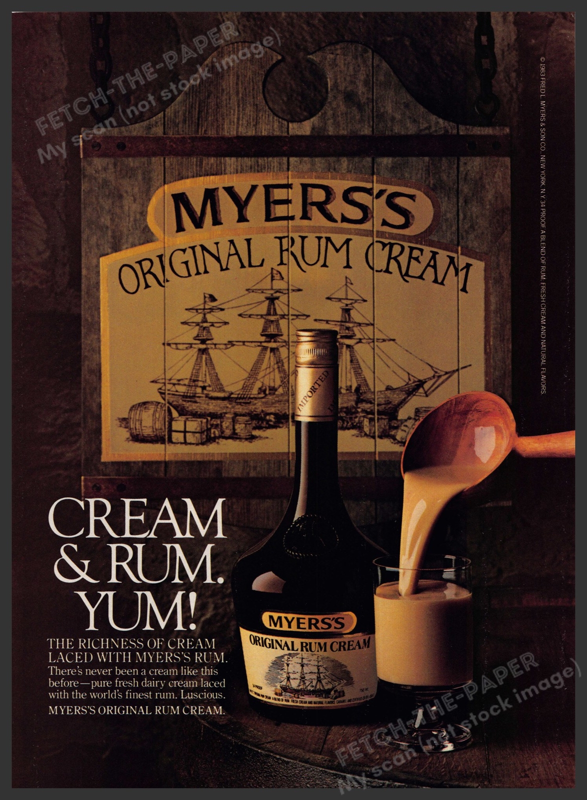 Myer's Rum 1980s Print Advertisement 1984 Cream & Rum Barrel | eBay