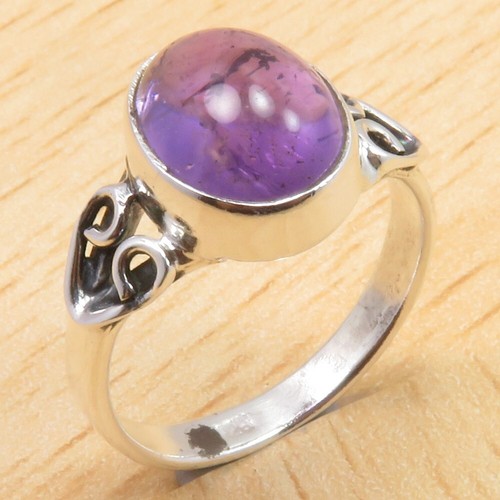 AMETHYST 925 Pure Sterling Silver 5 Size Finger Ring Handcrafted ...