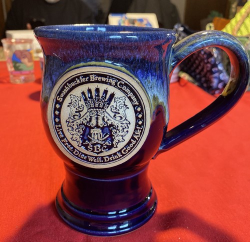 Grey Fox Pottery Co Swashbuckler Brewing Co.Company Blue Brown Clay ...