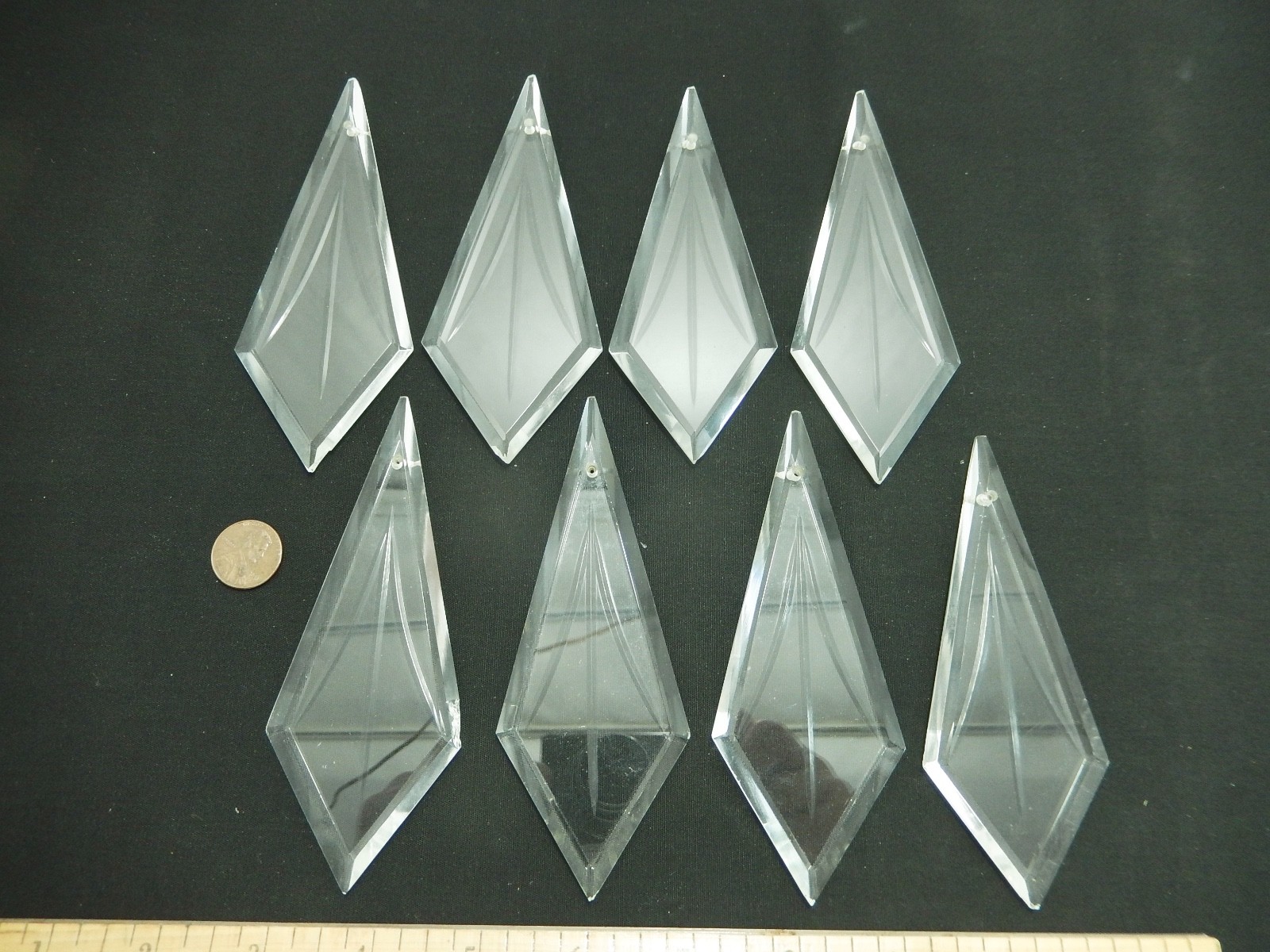 Set of 8 Large Vintage Elongated Diamond-Shaped Prisms. 123mm. Nice Set ...