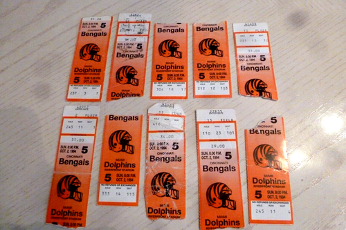 (Lot of 10) Don Shula/Dave Shula (Shula Bowl) Oct. 2, 1994 Ticket Stub ...