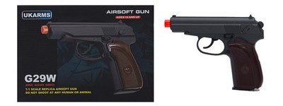 UKArms G29W Full Metal Spring Airsoft Pistol (Black & Wood) – 245 FPS ...
