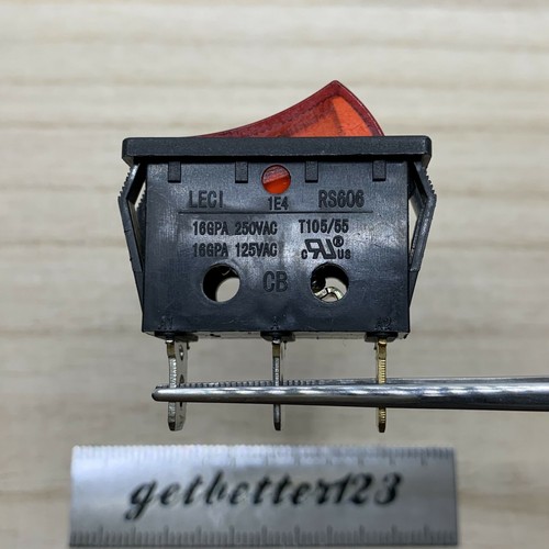 Red light LECI RS606B-101N011CRB Rocker Switch 2Pins 16(4)A 125/250VAC ...