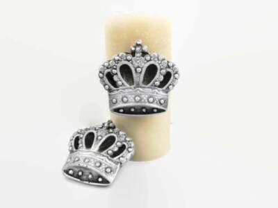 Set of 2 Crown Candle Pins, SILVER Leaf, Medieval, Royal Plaster Home ...