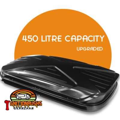 Car Roof Top Box Gloss Black 450L Large 90kg Luggage Top Car Budget UK ...