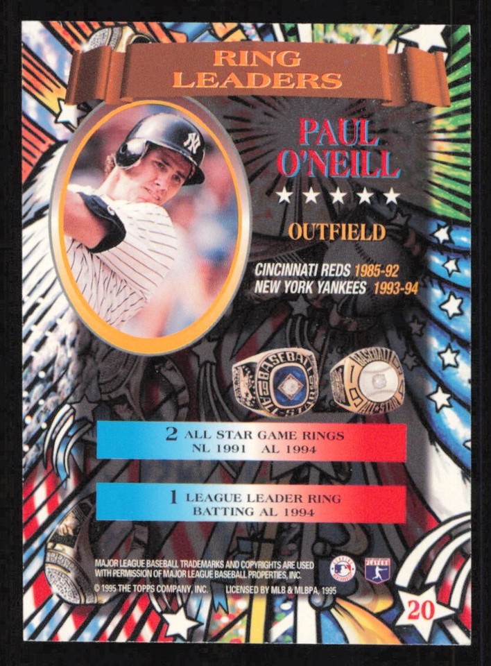 1995 Topps Stadium Club PAUL O'NEILL Ring Leaders MEMBERS ONLY card NEW ...